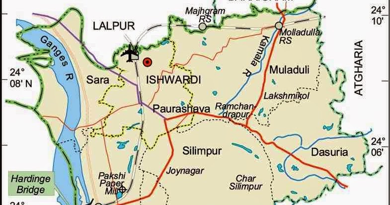 Ishwardi Upazila Map, Pabna District, Bangladesh