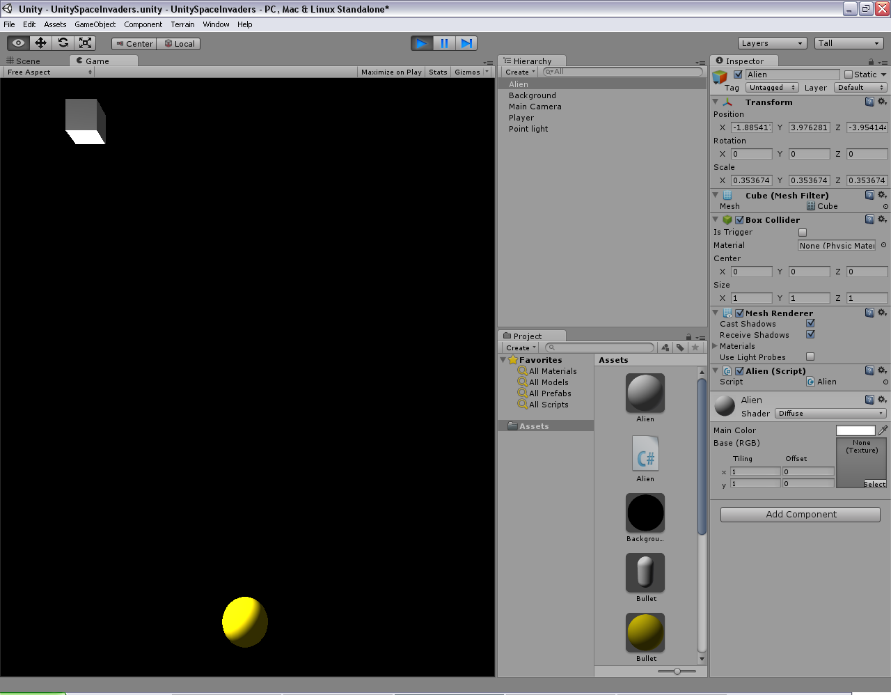 Programmers Ranch Unity3d Space Invaders Part 4 Collisions