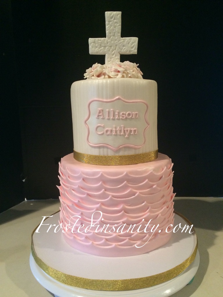 Frosted Insanity: Pink and Gold Baptism Cake