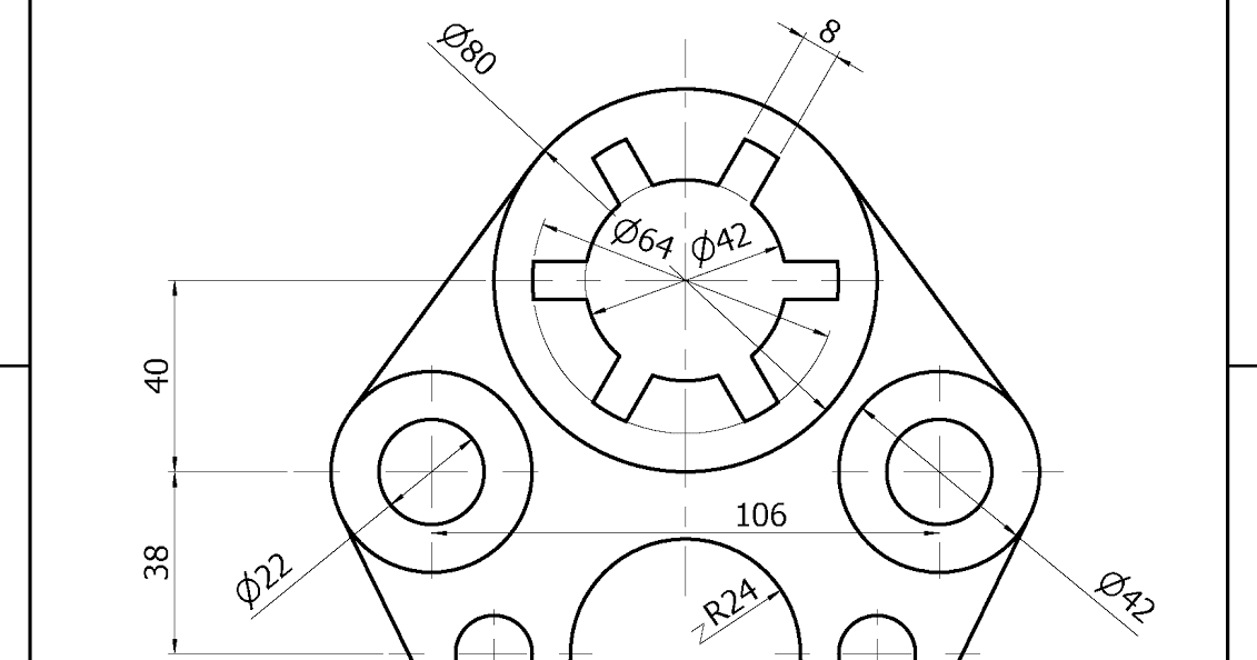 Cad Practice Drawings 121 (图纸练习 121 , 図面練習 121 , CAD-Zeichnung Übungen ...