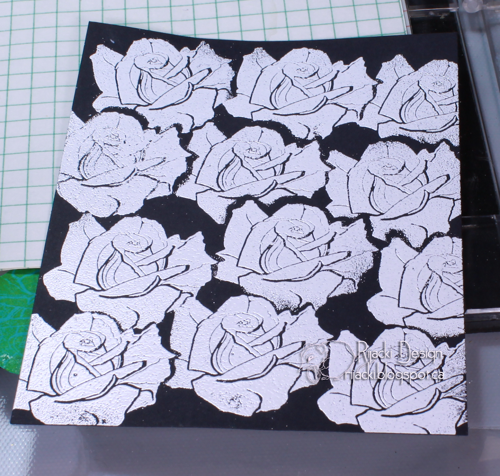 Rijacki's Workshop: Red Rose - embossing, multi-stamping, glitter stamping