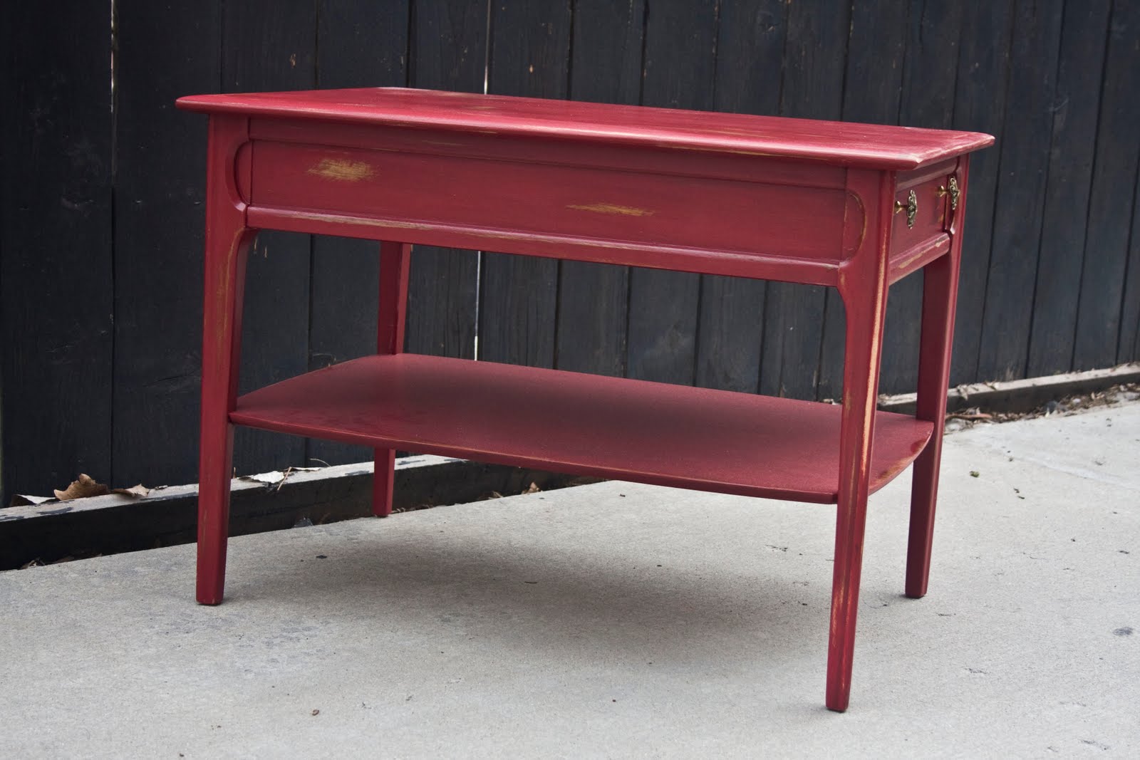 Modernly Shabby Chic Furniture: Wine Red End Table/Nightstand