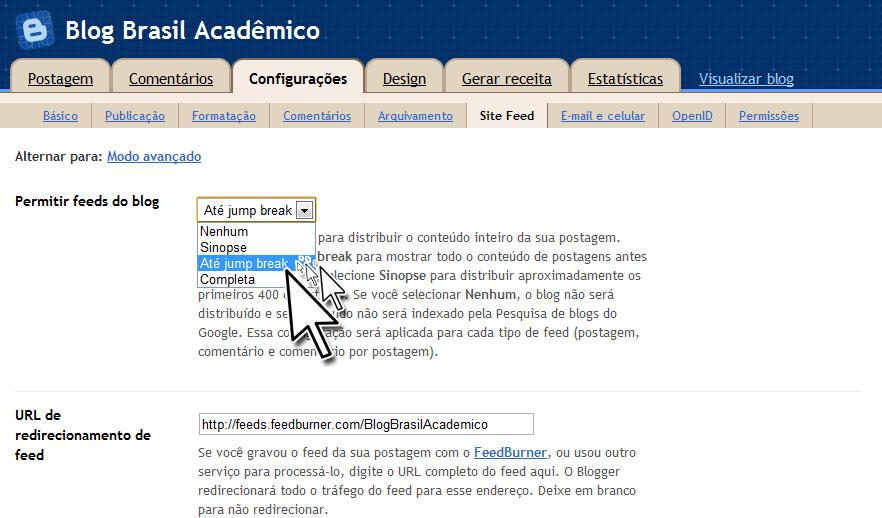 Diferentes visões de seu blog no Blogger
