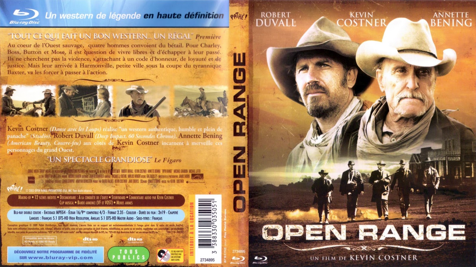 BLU-RAY JAQUETTES BLU-RAY: Open range