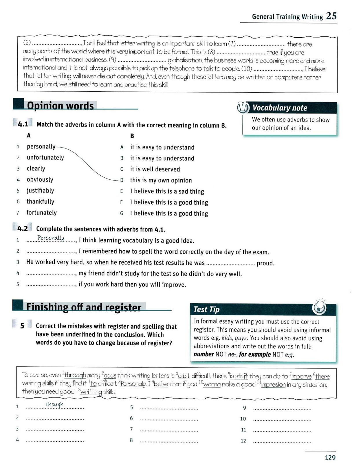 Unit 25 General Training Writing Tasks 1 and 2: Vocabulary for Writing ...
