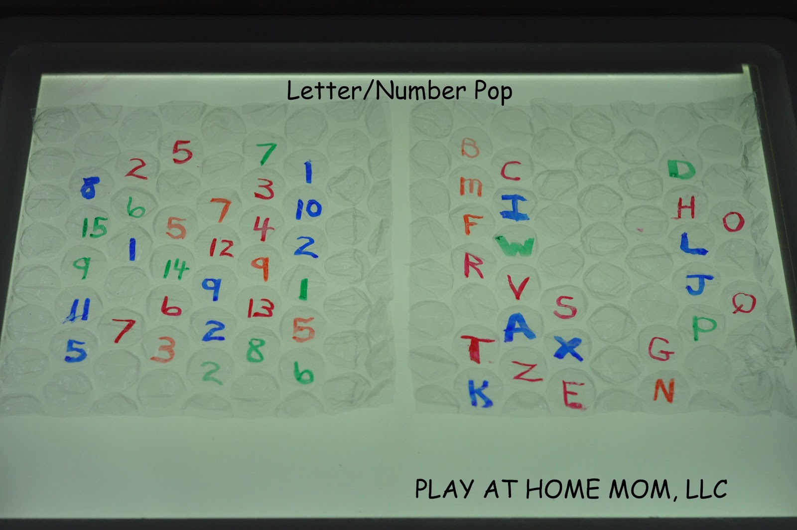 Play At Home Mom LLC: Letter/Number Pop!