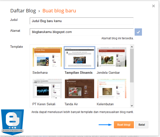 Cara Membuat Blog Gratis Dengan Mudah - Blogger CSS