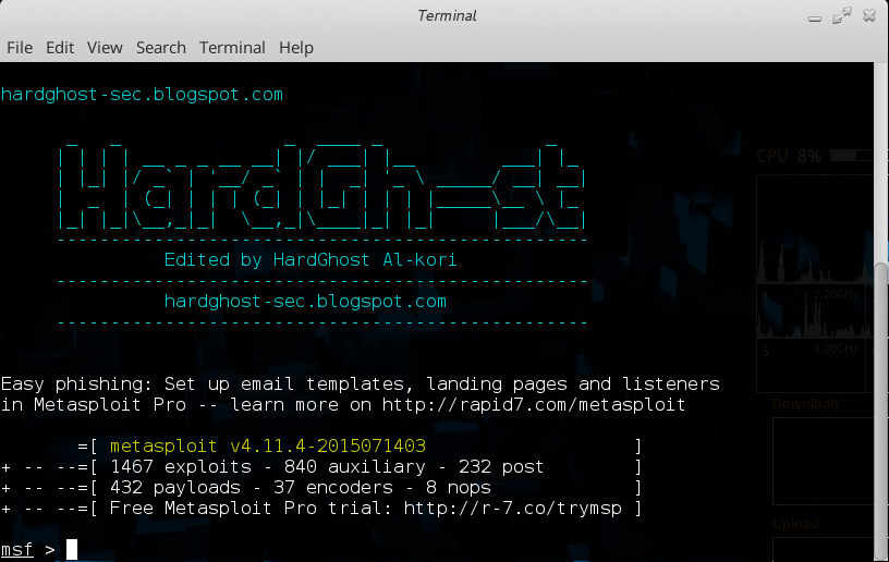 Kali Linux : Cara Merubah Tampilan Logo Metasploit ~ HardGhost Security