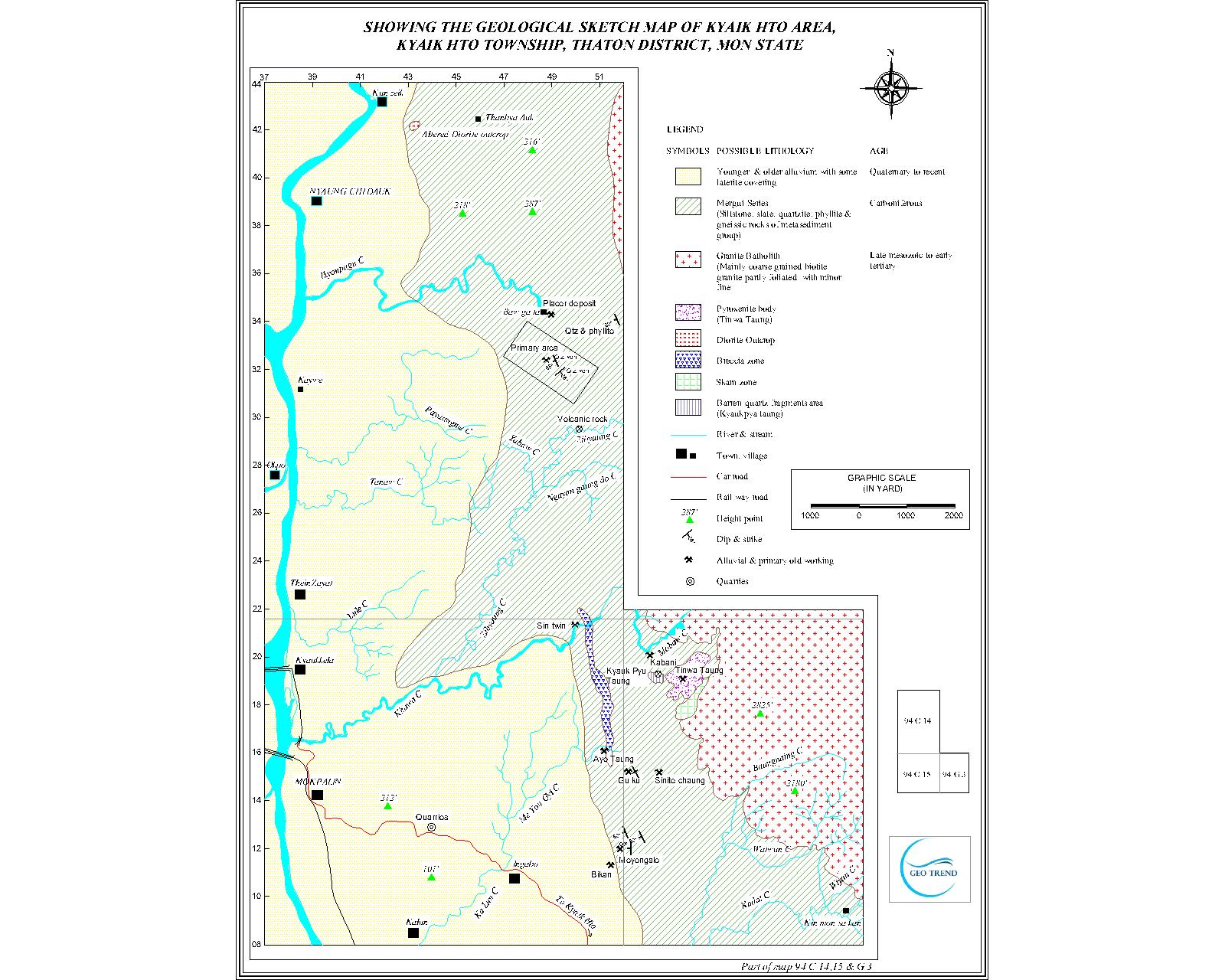 WYU Geology: SHOWING THE GEOLOGICAL SKETCH MAP OF KYAIK HTO AREA, KYAIK ...