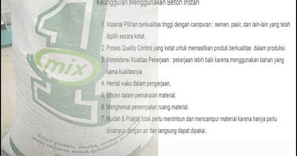 HARGA BETON INSTAN MURAH PER SAK 2024