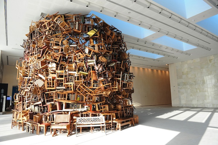 Pix Grove: Massive Tower Made of Hundreds of Stacked Chairs