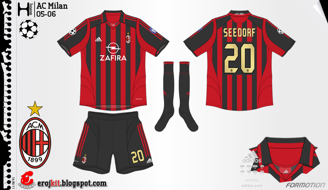 Kit Design, by eroj: 2005-06 AC Milan (Home, Away e Third)