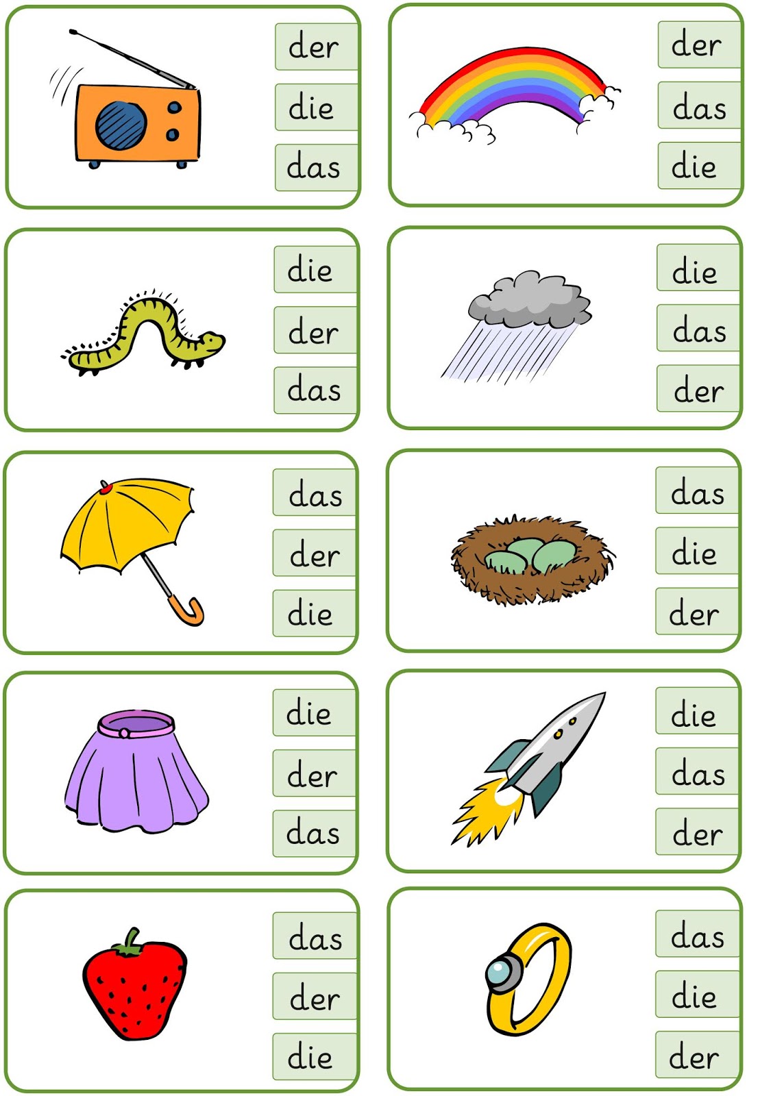 Lernstübchen: Klammerkarten der die das