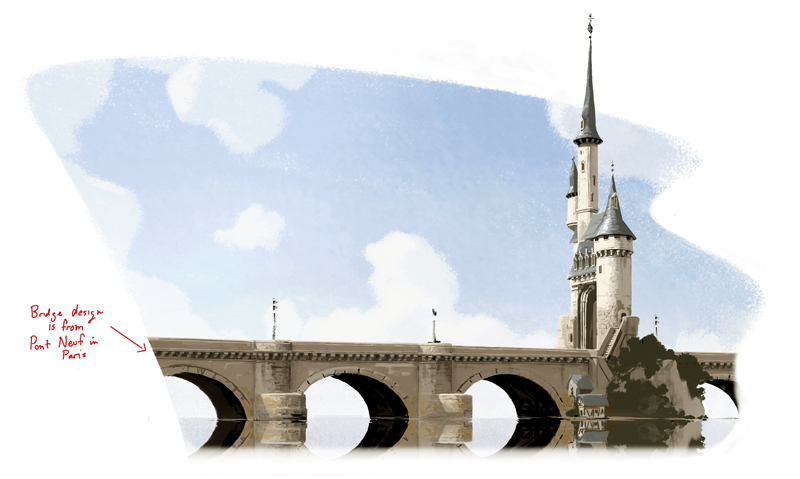 the art of kevin nelson: early designs of the Rapunzel town