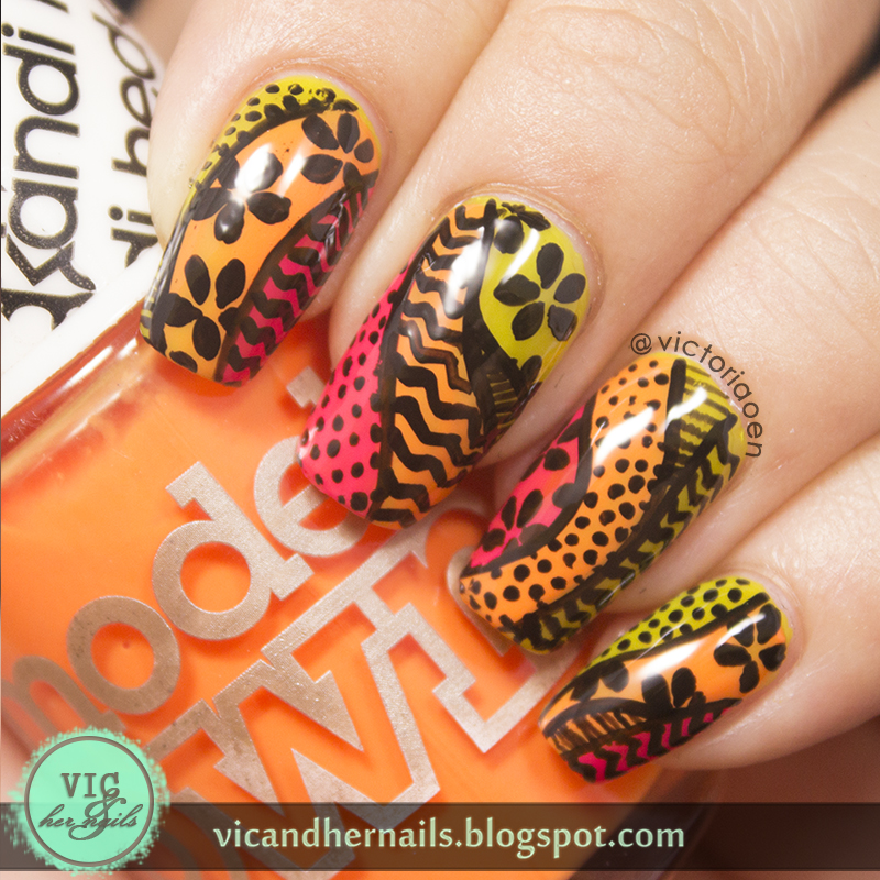 Vic and Her Nails: Digital Dozen Does Neon - Day 3: Random Patterns