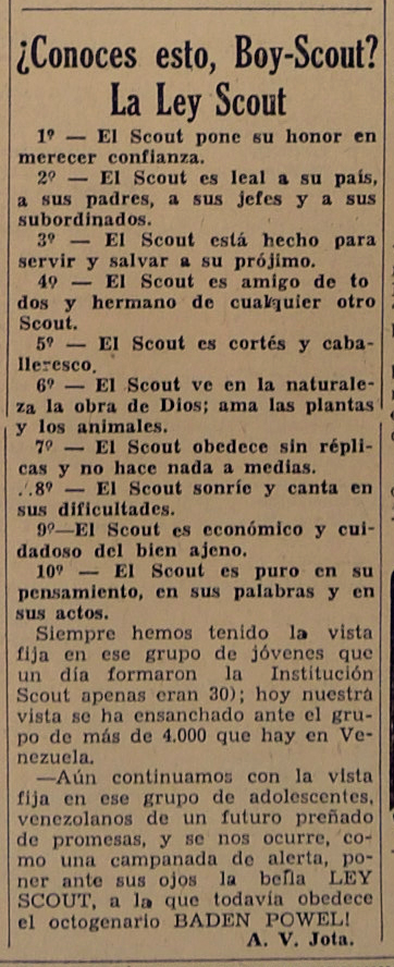 Museo Virtual Scouts Venezuela: ¿Conoces esto, Boy-Scout? La Ley Scout