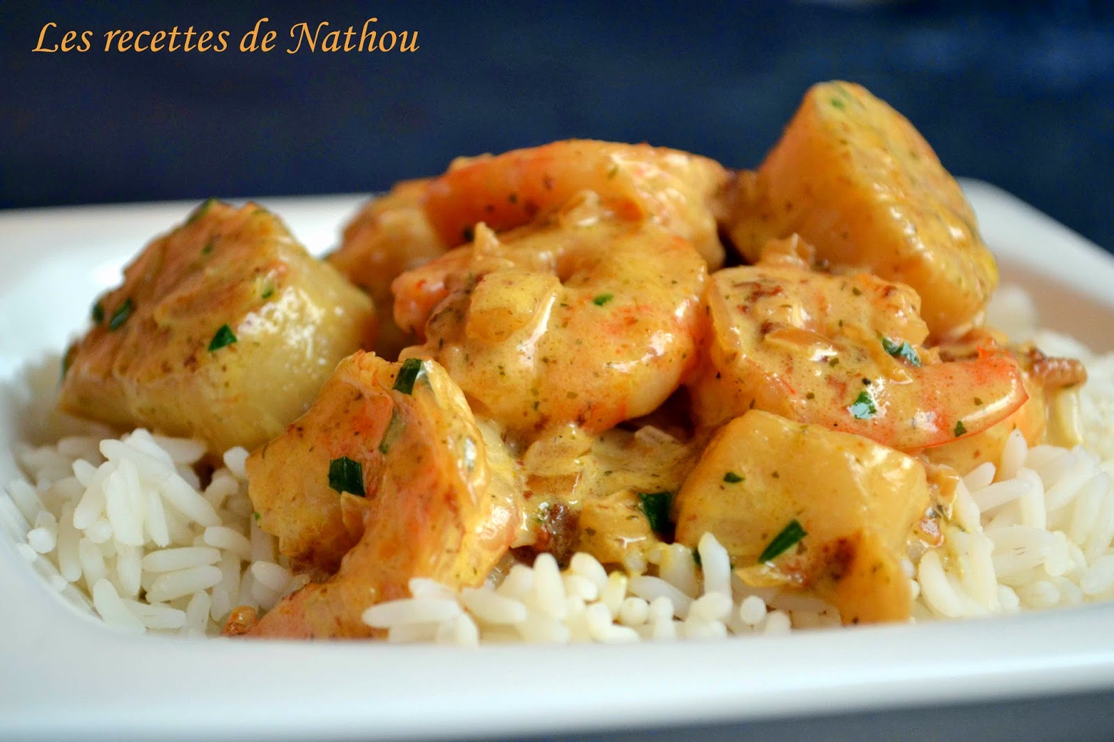 Riz au gambas et Saint-Jacques, sauce curry et estragon | soto
