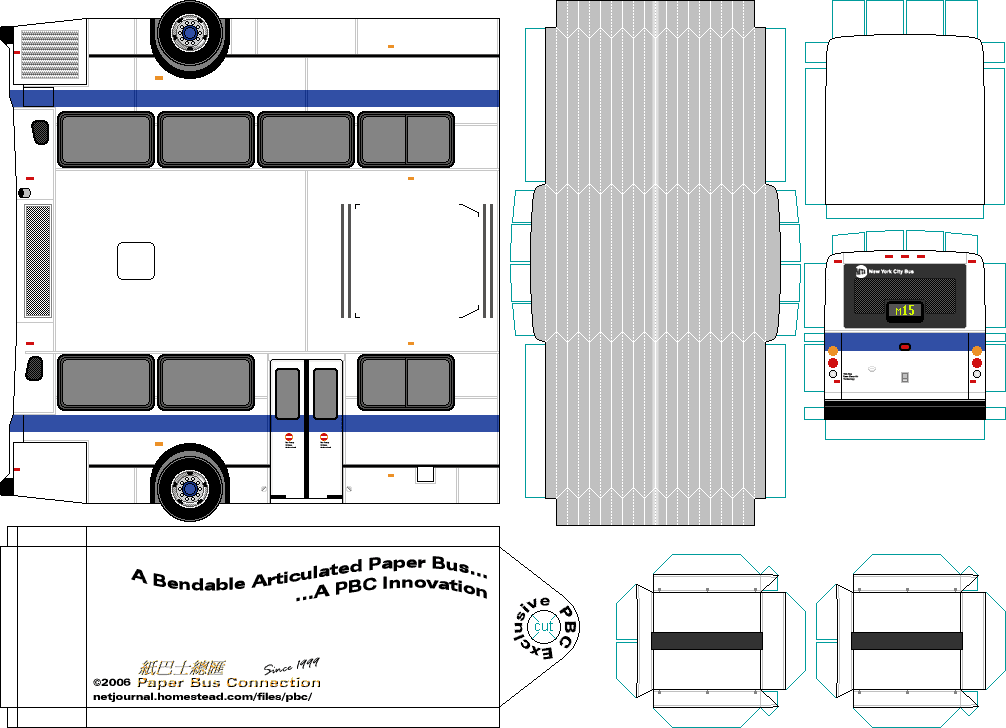 SP. Papel Modelismo: PaperCraft Bus New Flyer D60HF - New York City Transit