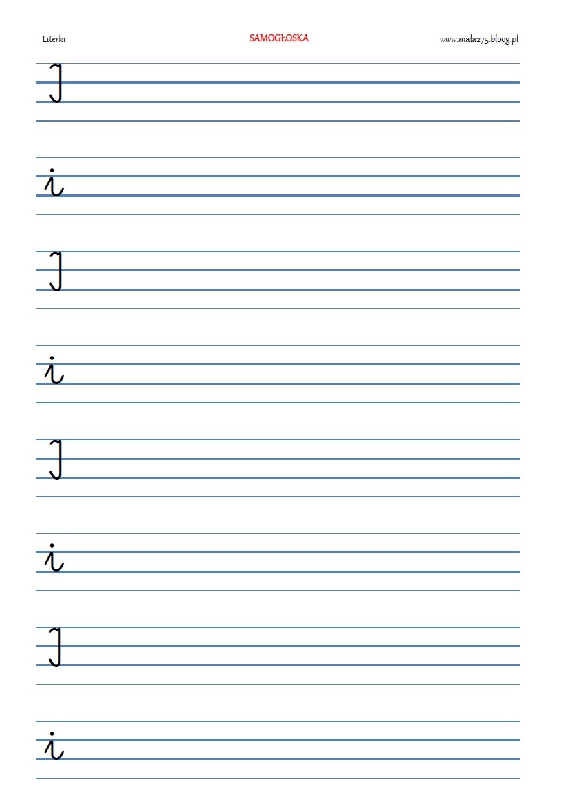 BLOG EDUKACYJNY DLA DZIECI: LITERKA I - KARTY PRACY