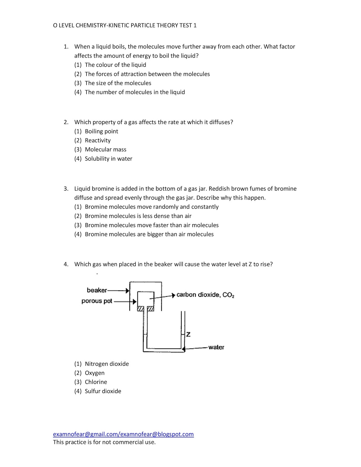Practice makes perfect: O level Kinetic Particle Theory Test 1