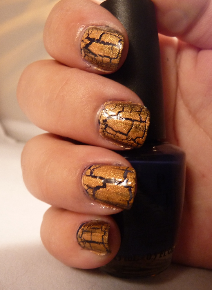 The Manicured Monkey: OPI Russian Navy & Gold Crackle