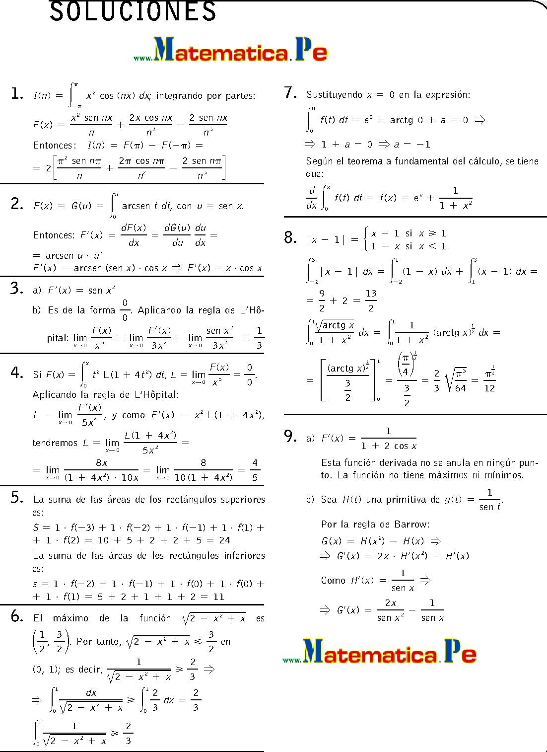 LA INTEGRAL DEFINIDA EJERCICIOS RESUELTOS MATEMATICAS 2 BACHILLERATO PDF