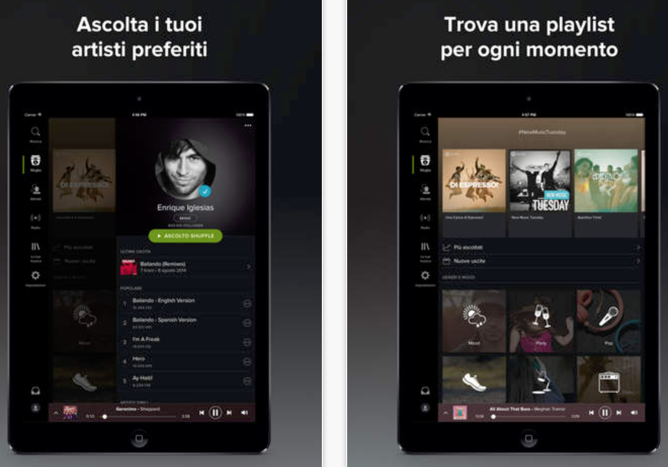 NUOVO SPOTIFY: la versione per iPad si è rifatta il look ed e' più ...