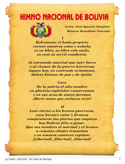 Himno Nacional de Bolivia | Himnos del Mundo