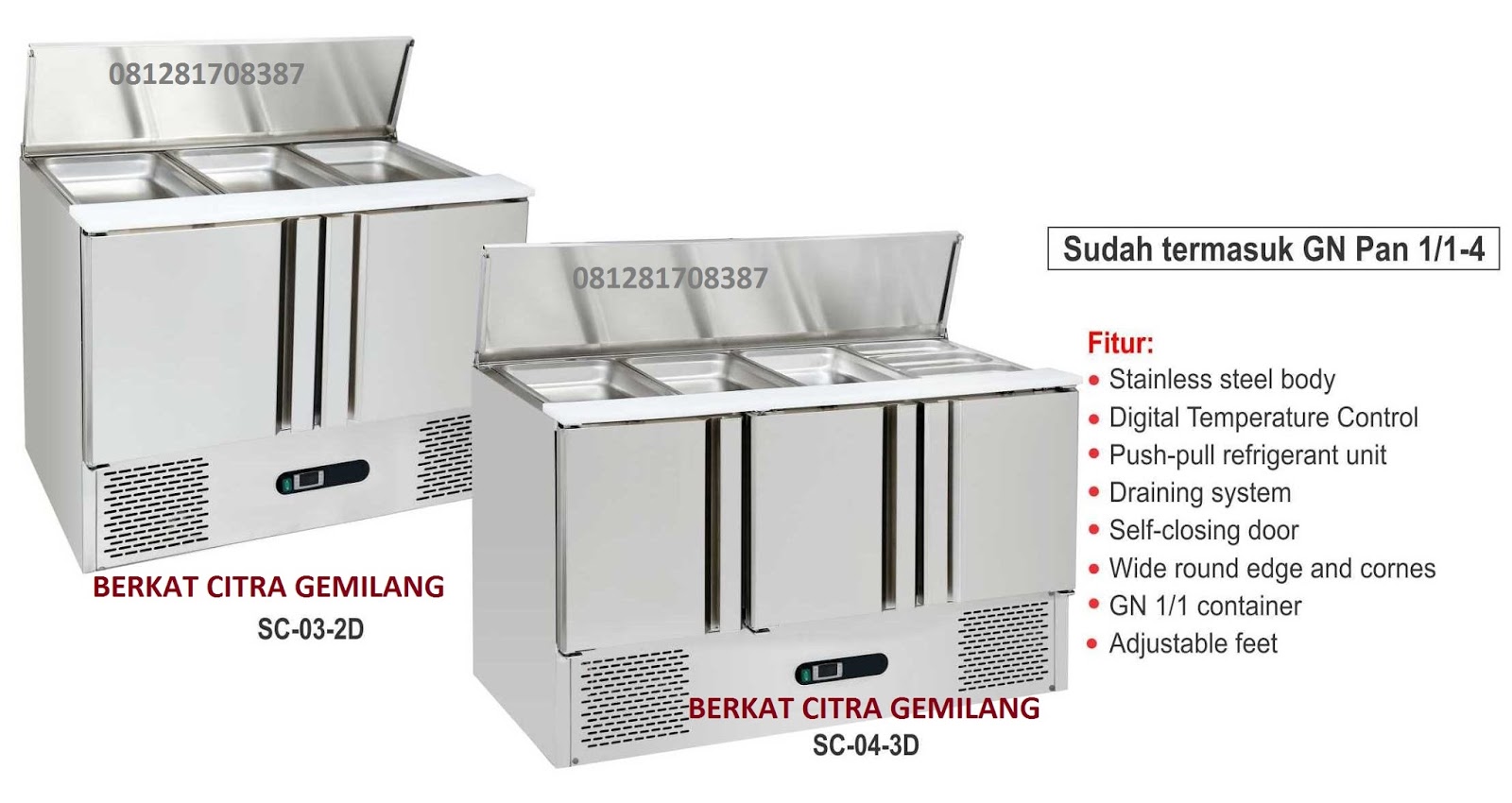 BERKAT CITRA GEMILANG: STAINLESS STEEL UNDER COUNTER CHILLER FOR SALAD ...