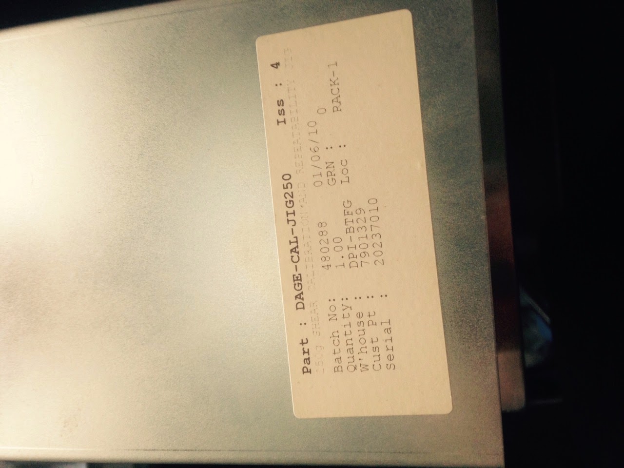 Semiconductor Equipment: Dage 4000 Calibration Jig, Kit & Weight, Work ...