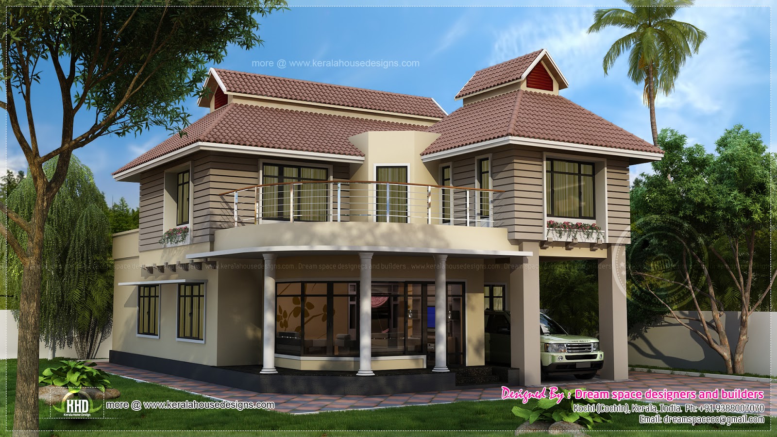 Two storey contemporary fusion villa exterior | House Design Plans