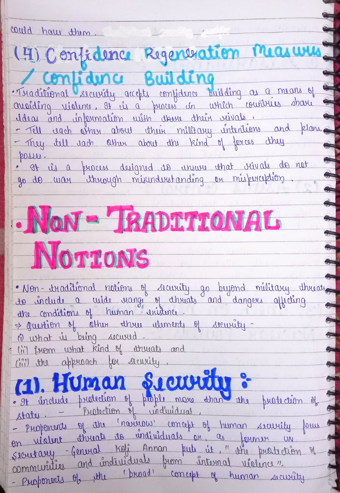 Handwritten notes of Security in the Contemporary World- [political ...