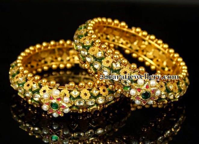 Gold Patakam Haram with Bangles - Jewellery Designs