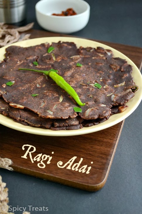 Spicy Treats: Ragi Adai / Finger Millet Crepes - Diabetic Friendly Recipe!