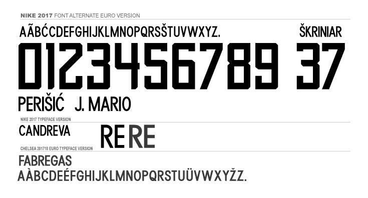 Football teams shirt and kits fan: Font Nike2017 Base