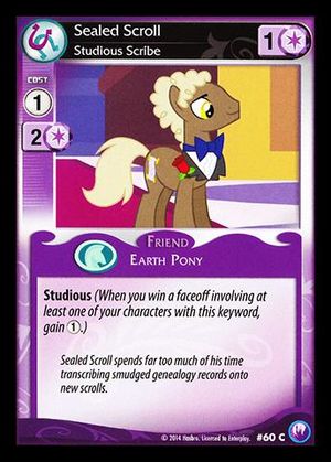 My Little Pony Sealed Scroll, Studious Scribe Canterlot Nights CCG Card ...