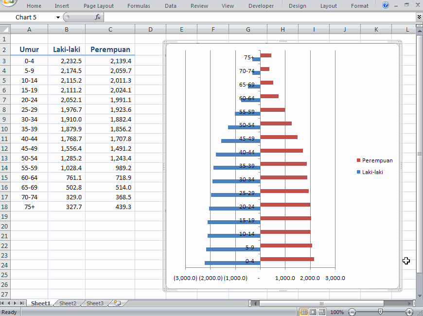 Cara Membuat Grafik Piramida Penduduk Dengan Excel
