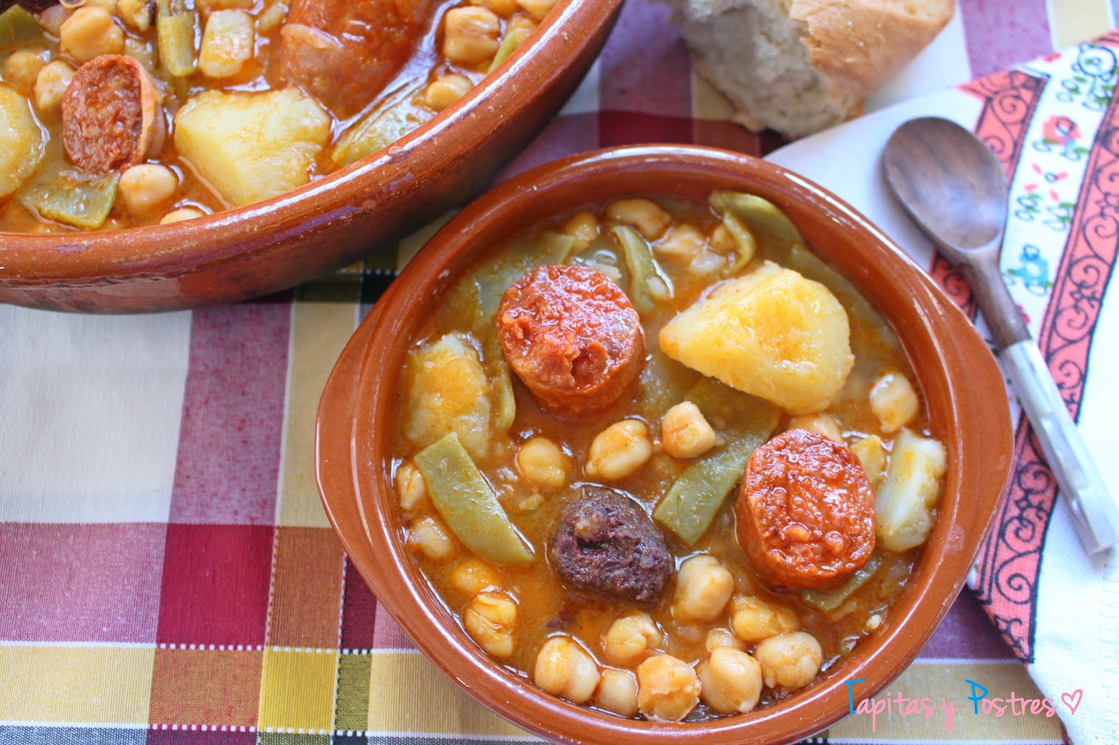 Potaje de garbanzos y habichuelas verdes - drecetasrio