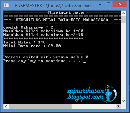 Program menghitung nilai rata-rata Mahasiswa dengan looping for ...