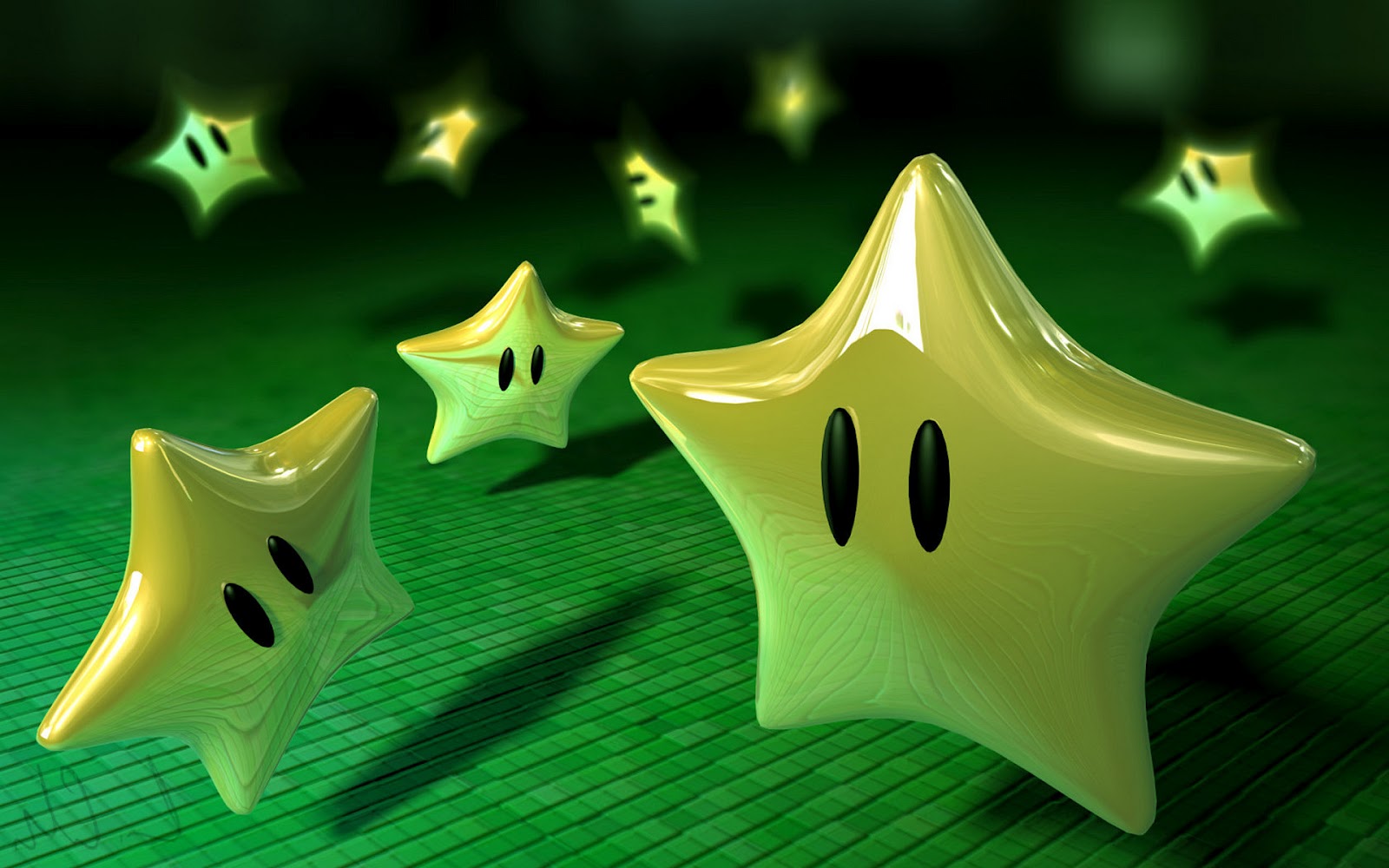 Gele sterren en groene achtergrond | Bureaublad-achtergronden.nl