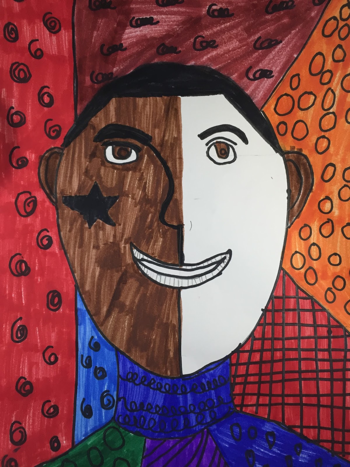 Elements of the Art Room: 4th & 5th Grade Romero Britto Self-Portraits