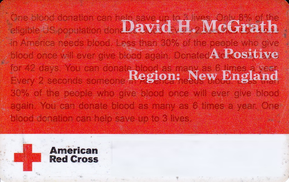 My Life Scanned: American Red Cross Card, Gillette Stadium Blood Drive ...