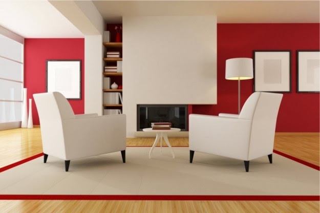 Lindas salas en blanco y rojo