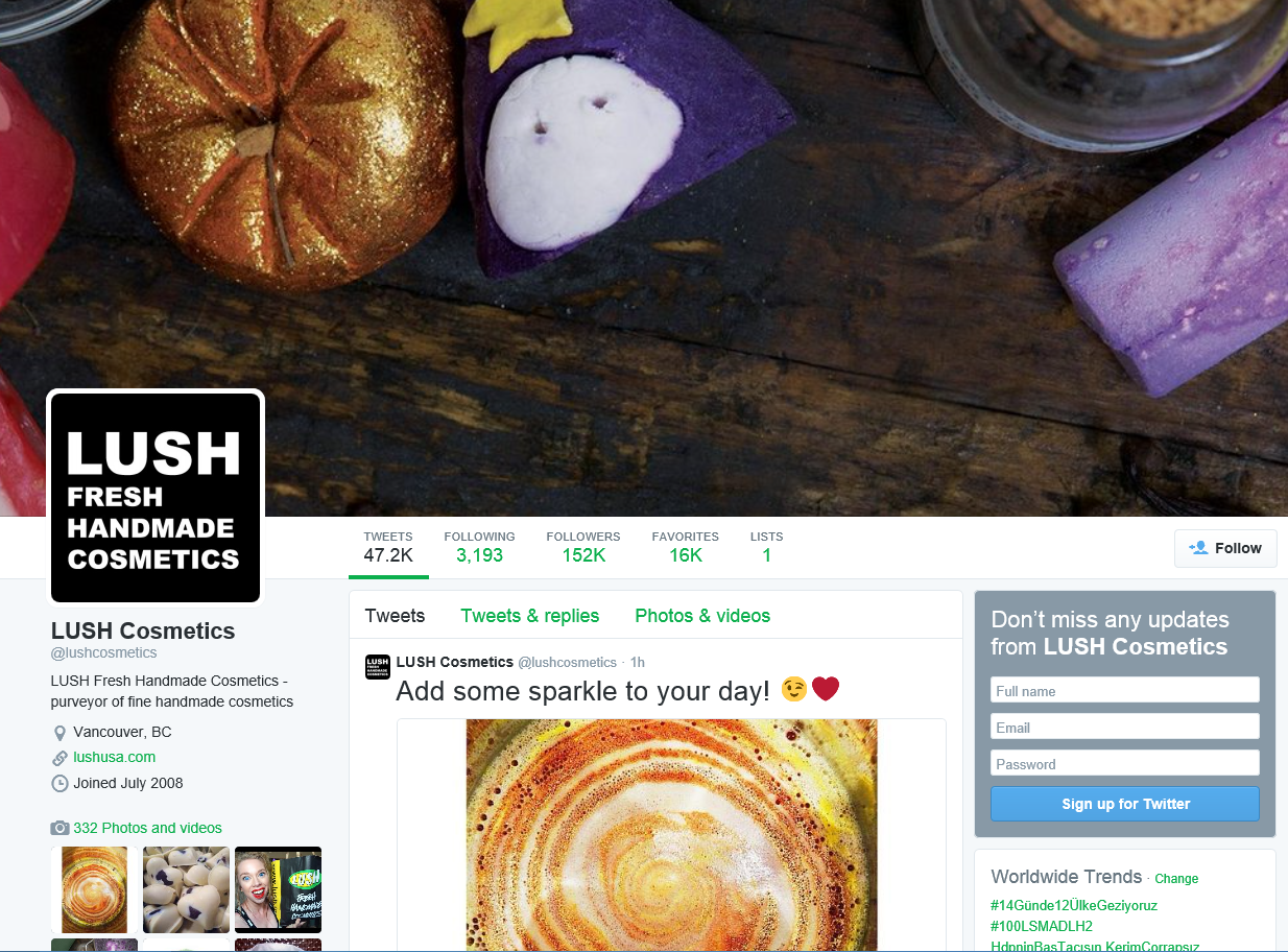 Andi's Blog: Monitoring "LUSH cosmetics USA" Social Media