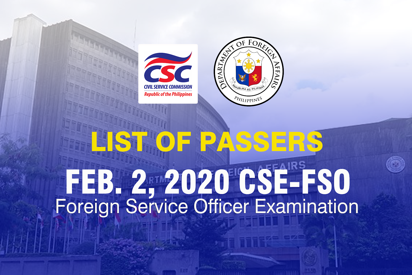 Civil Service Exam PH: EXAM RESULTS: February 2, 2020 CSE for Foreign ...