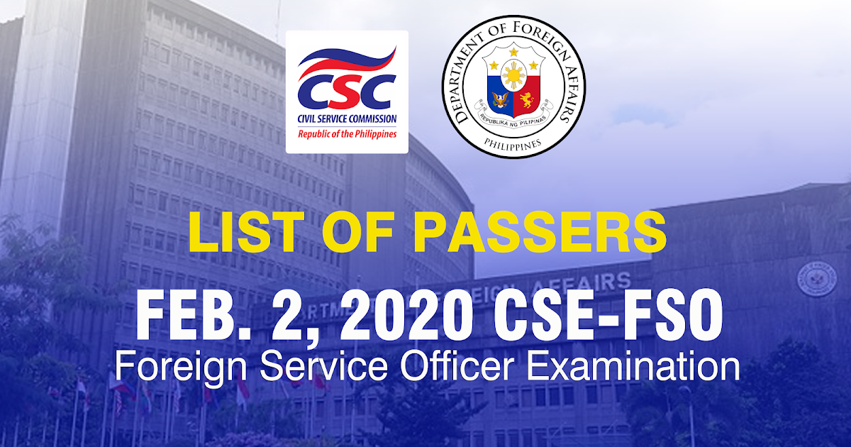 Civil Service Exam PH: EXAM RESULTS: February 2, 2020 CSE for Foreign ...
