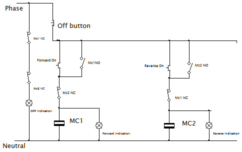 Electrical controls: Simple forward reverse control circuit of 3 phase ...