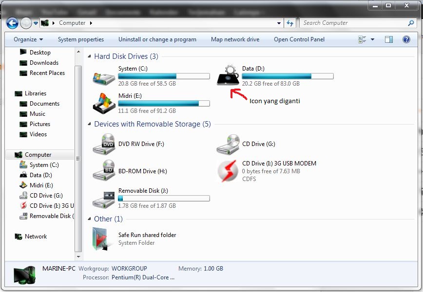 Mengganti icon local drive | Tips dan trik seputar windows