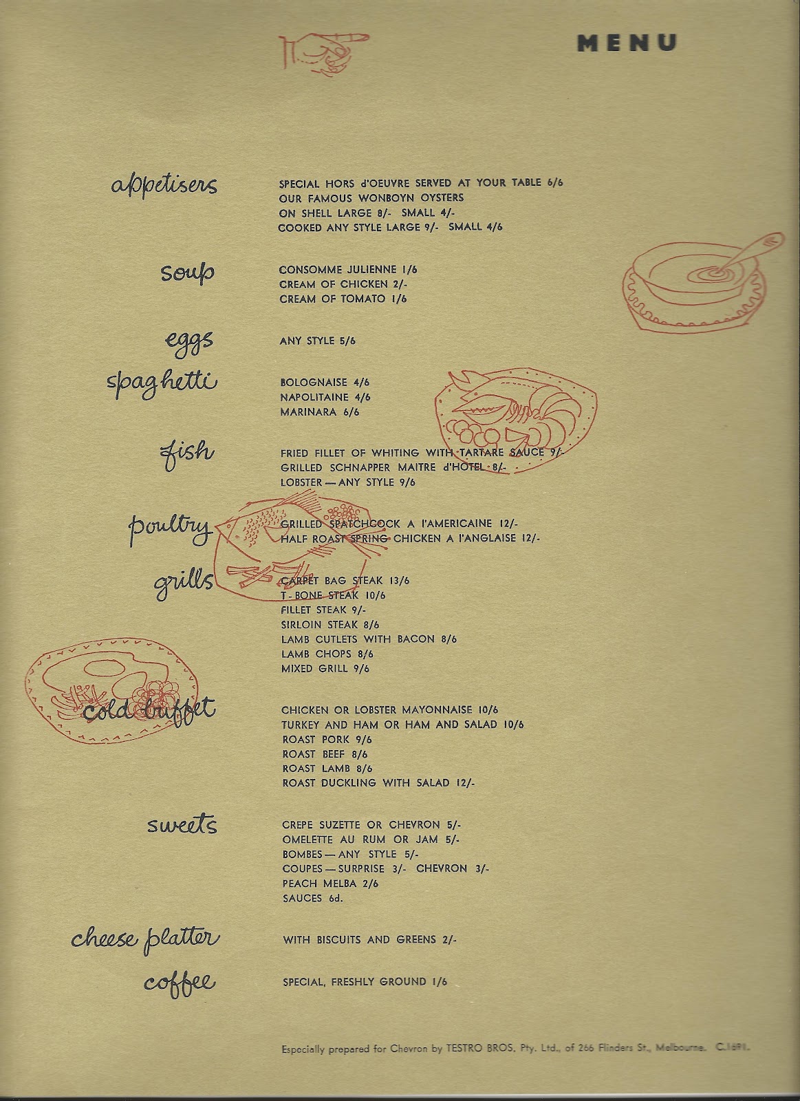 Chris Suhr's Menu Collection: Chevron Hotel Melbourne
