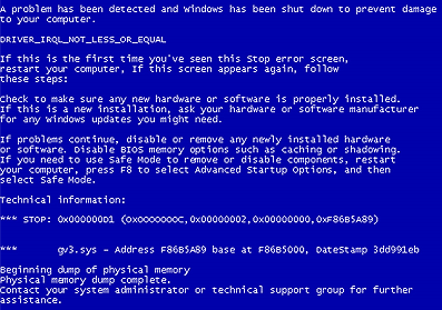 Cara atasi skrin biru / Blue Screen Of Death! ~ ! Software 4 Dummies!